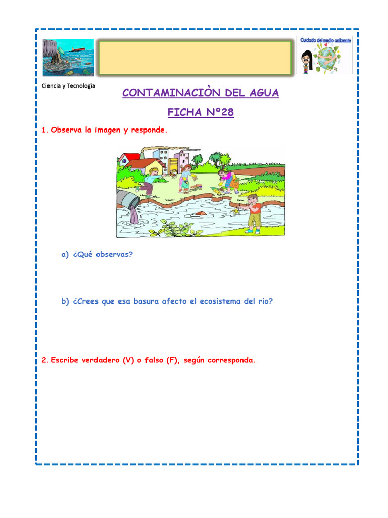 Lucianna Camila Ortega Ordinola - 28 Ficha Contaminacion Del Agua | PDF ...