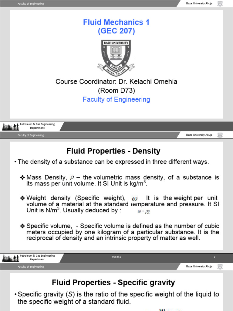 Week 4 GEC207 - Introduction (Fluid and Its Properties) II | PDF | Pressure | Pascal (Unit)