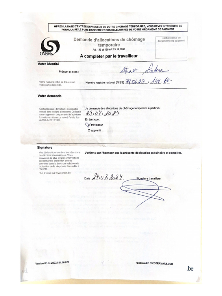 Demande D'allocations de Chômage | PDF