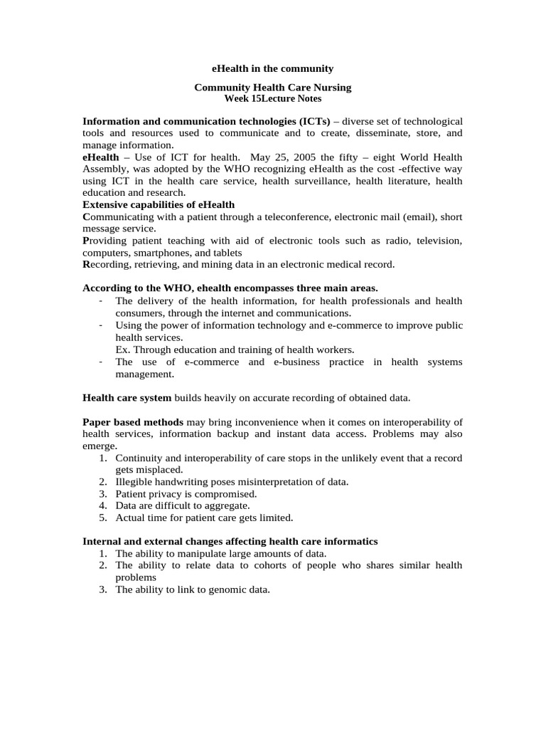 CHN Health in The Community | PDF | Electronic Health Record | Health Care