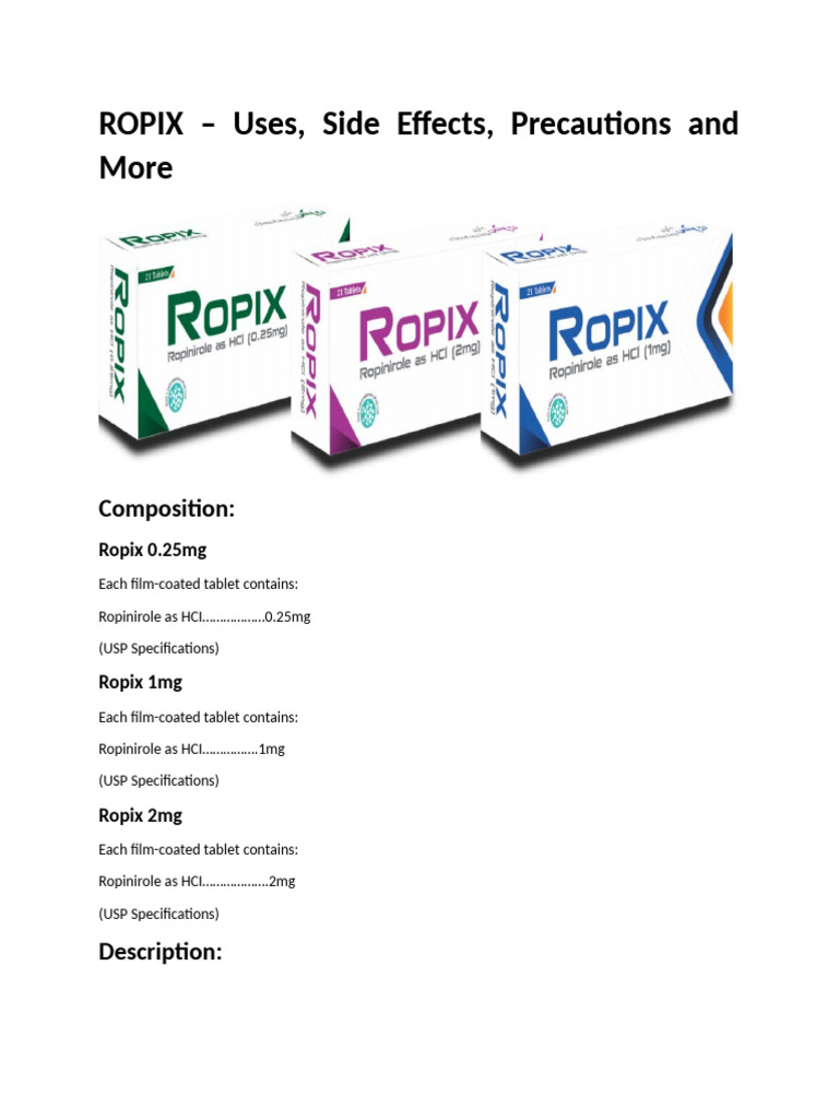 Ropix Tablet | PDF | Cytochrome P450 | Dopamine
