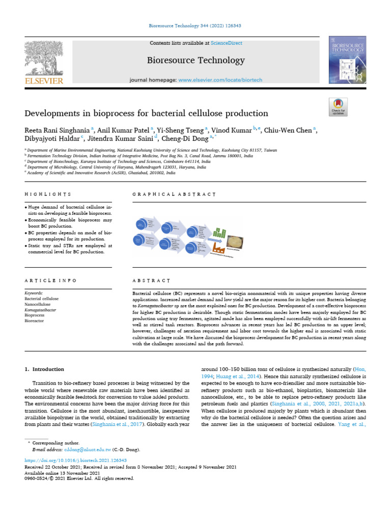 Bioresource Technology | PDF | Glucose | Cellulose