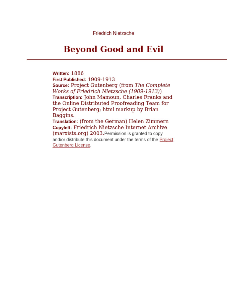 Nietzsche Beyond Good and Evil | PDF | Conscience