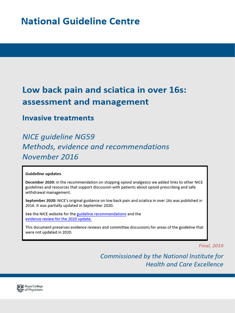 NICE Guidelines - Back Pain With Without Radiculopathy | PDF | Low Back ...
