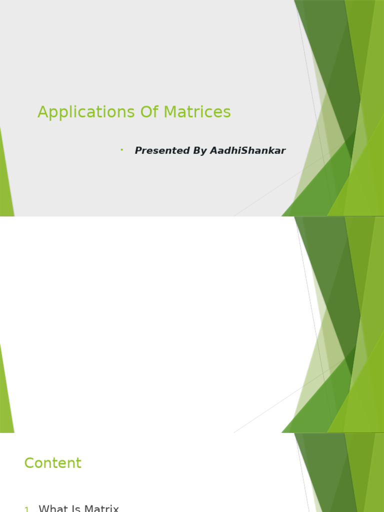 Applications of Matrices | PDF | Matrix (Mathematics) | Linear Algebra