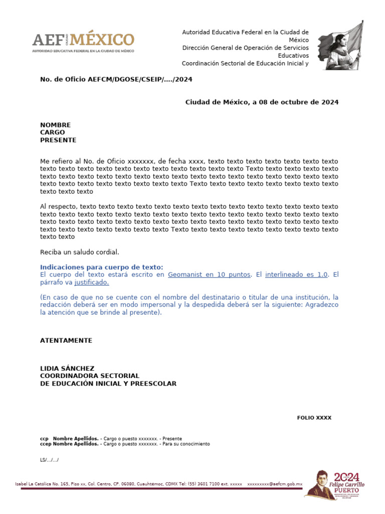 Hoja Membretada CSEIP 2024 - Formato | PDF | Etapas educativas ...