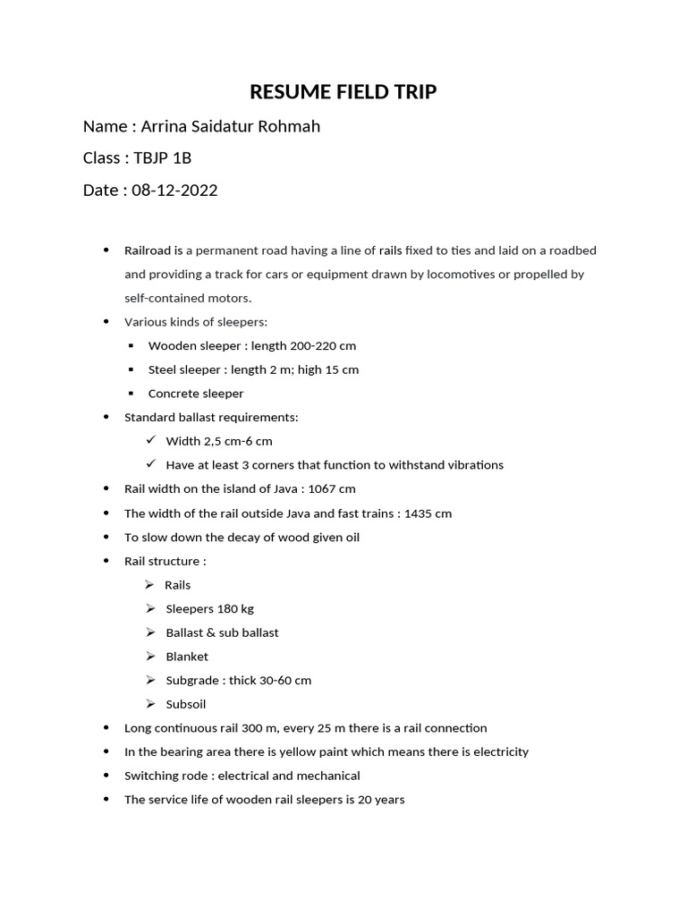 Resume Field Trip | PDF