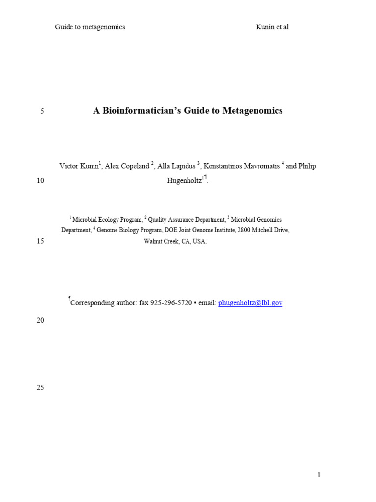 A Bioinformatician’s Guide to Metagenomics | PDF | Dna Sequencing ...