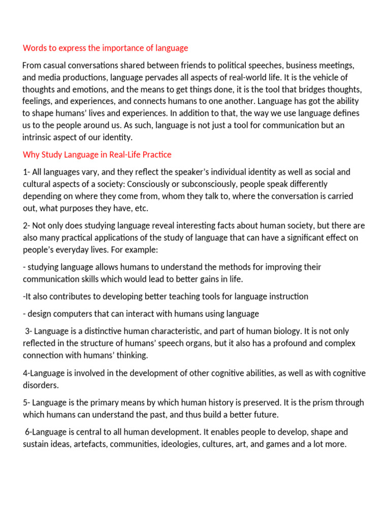 The Power and Role of Language | PDF | Second Language | Second ...