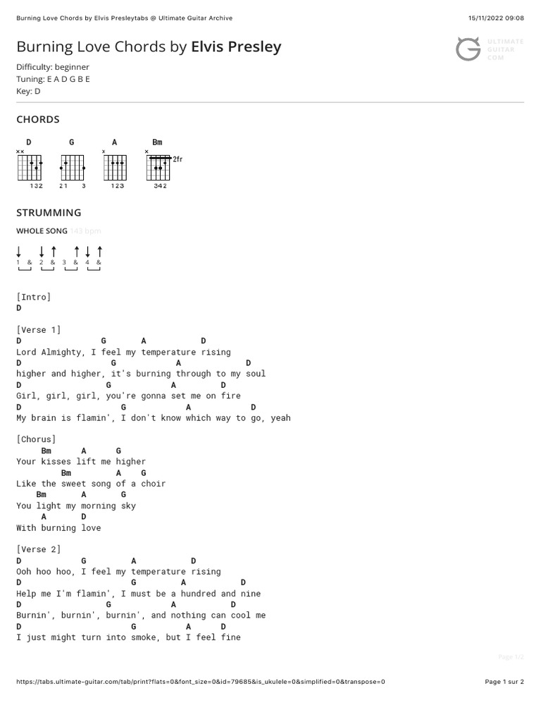Burning Love - Elvis Presley | PDF | Song Structure | Recorded Music