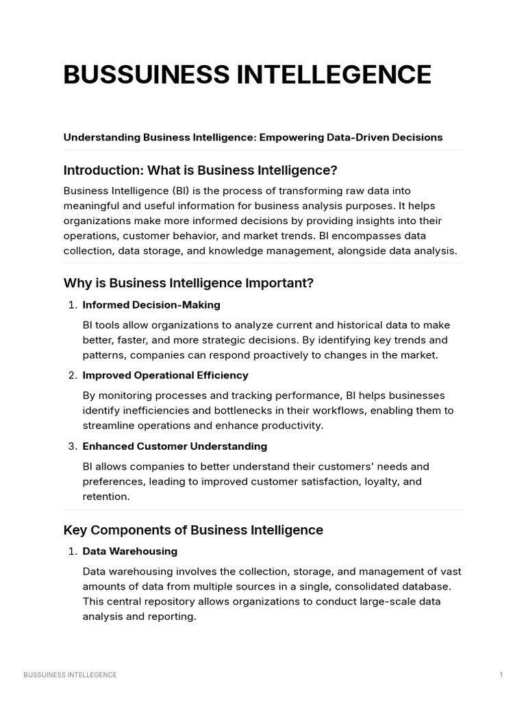 Business Intellegence | PDF | Business Intelligence | Analytics