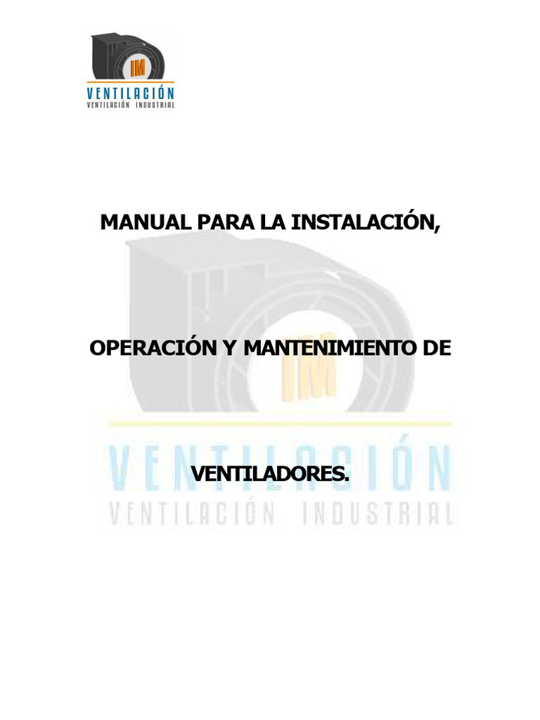 Manual de Mantenimiento - Ventiladores - Im Ventilacion V1 | PDF | Rodamiento (Mecánico ...