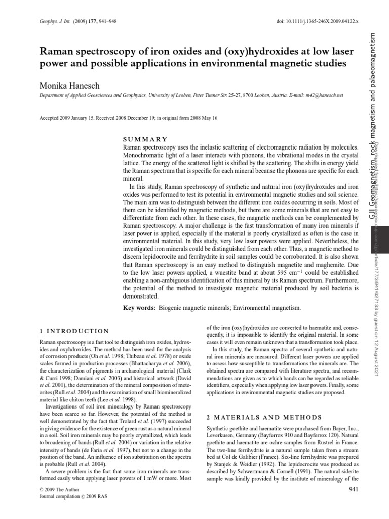 Hanesch - Raman Spectroscopy of Iron Oxides and (Oxy) Hydroxides | PDF ...