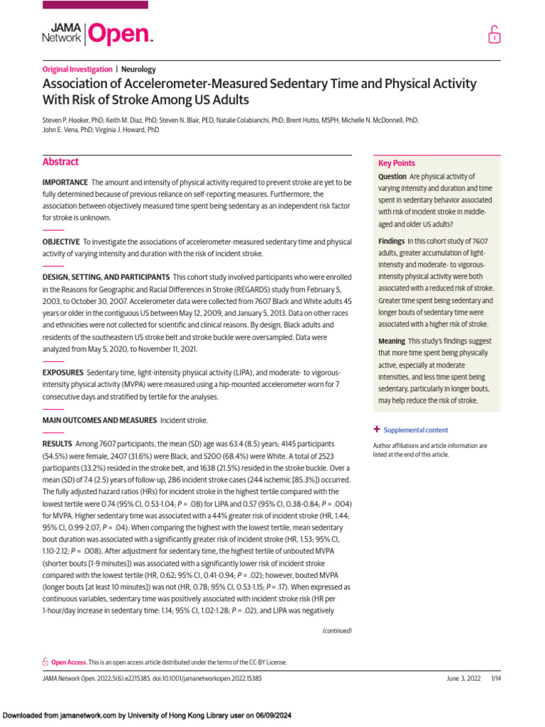 Association of Accelerometer-Measured Sedentary Time and Physical Activity Among US | PDF ...