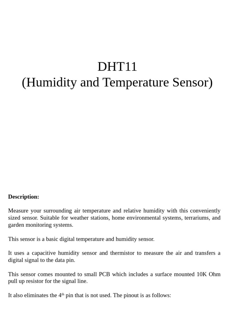 DHT11 Temperature & Humidity Sensor Guide | PDF | Electrical Resistance And Conductance ...