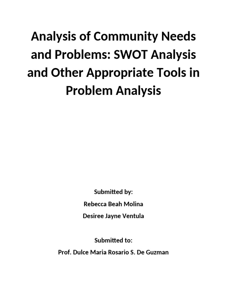 BSEDVED 17 (Analysis of Community Needs and Problem) | PDF | Needs ...