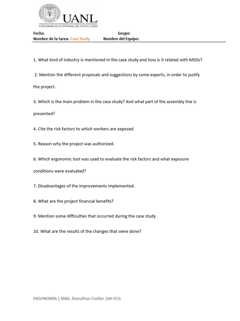 Case Study Questions Ago-Dic 2020 | PDF | Business | Finance & Money ...