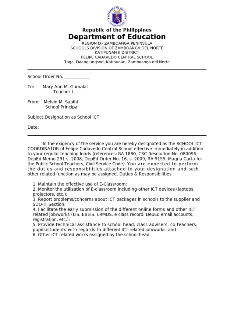 school order for ict | PDF
