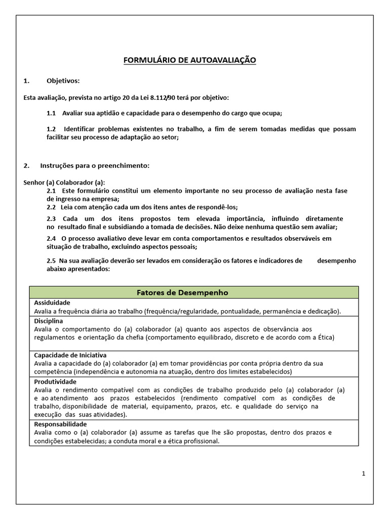 Formul Autoavaliacao Prob | PDF