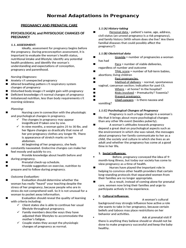 4 Normal Adaptations in Pregnancy | PDF | Pregnancy | Edema