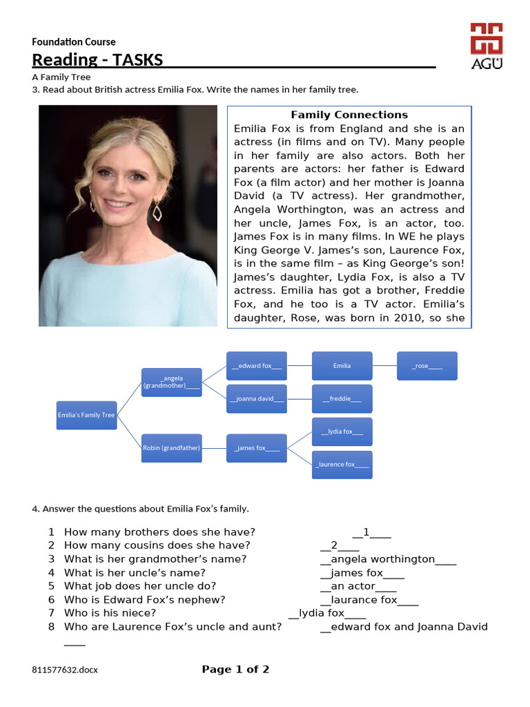 + R0 - U1 - A - Family - Tree - TASKS | PDF