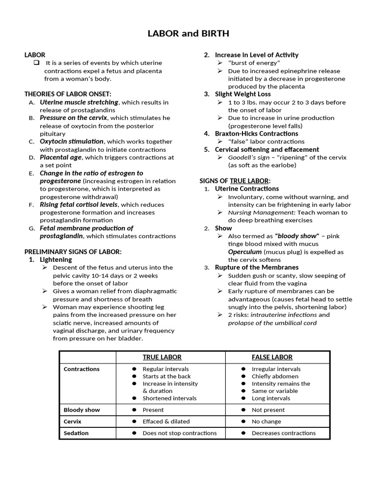 LABOR-and-BIRTH | PDF | Childbirth | Uterus