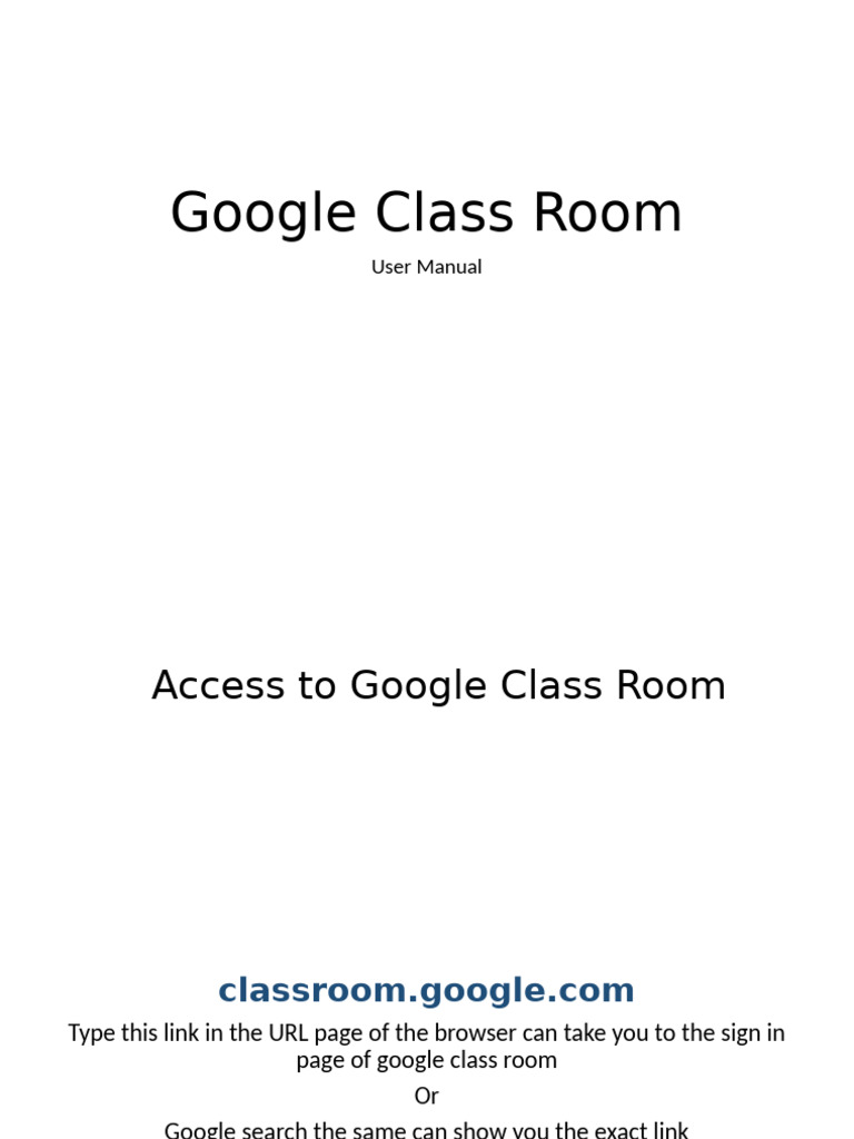 Google Classroom User Manual Guide | PDF