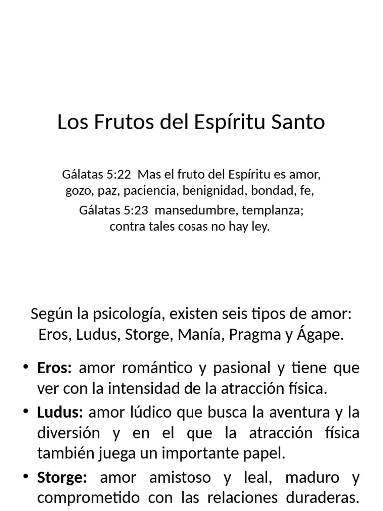 Los Frutos Del Espíritu Santo | PDF | Amor | Fruto Del Espiritu Santo