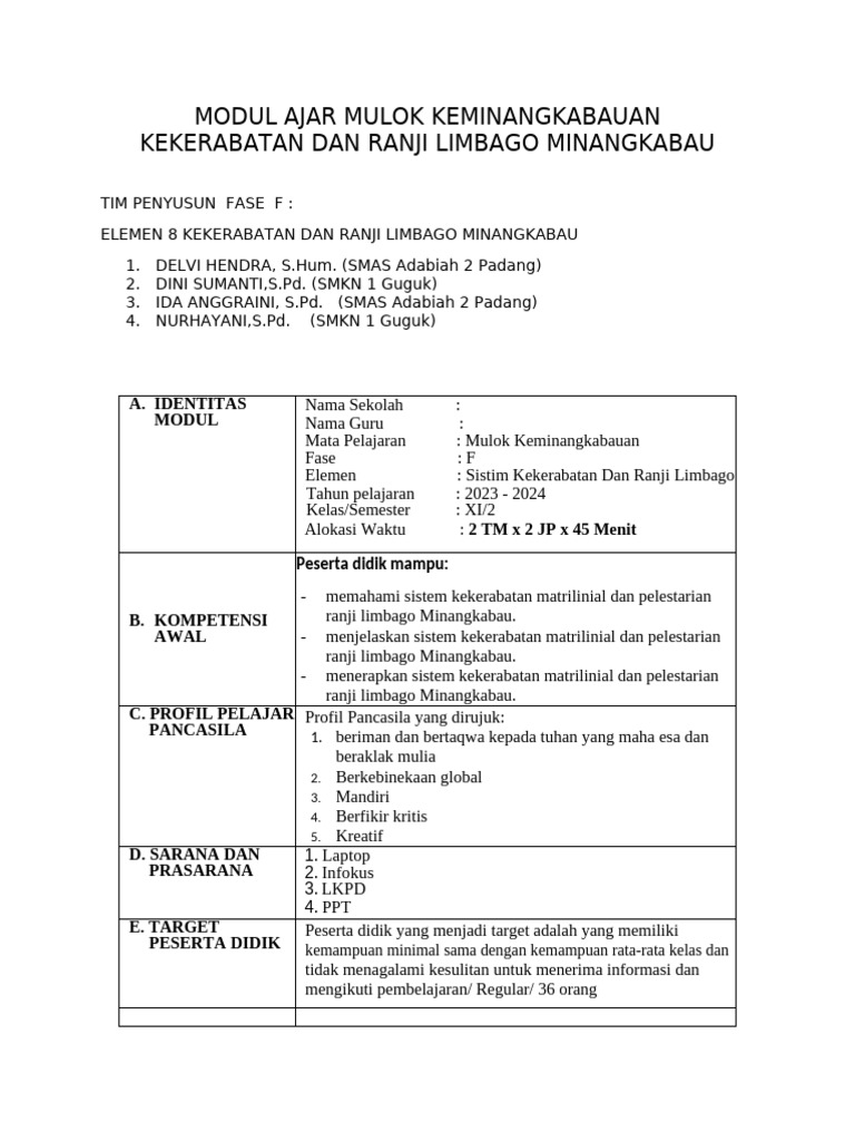 Sistem Kekerabatan dan Ranji Limbago | PDF