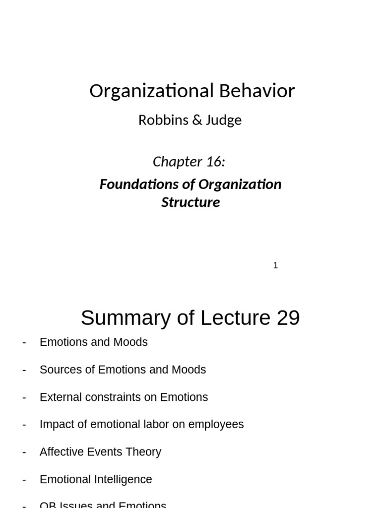 Organizational Behavior: Robbins & Judge | PDF | Organizational Structure | Organizational Behavior