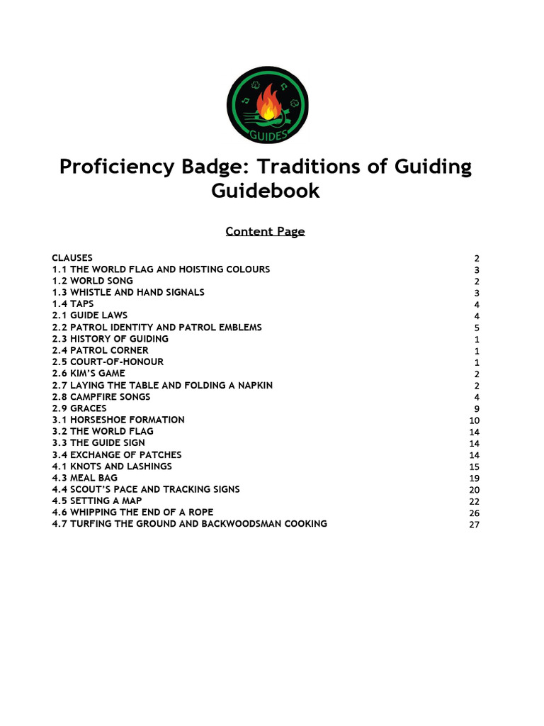 Proficiency Badge Traditions of Guiding | PDF | Compass | Knot