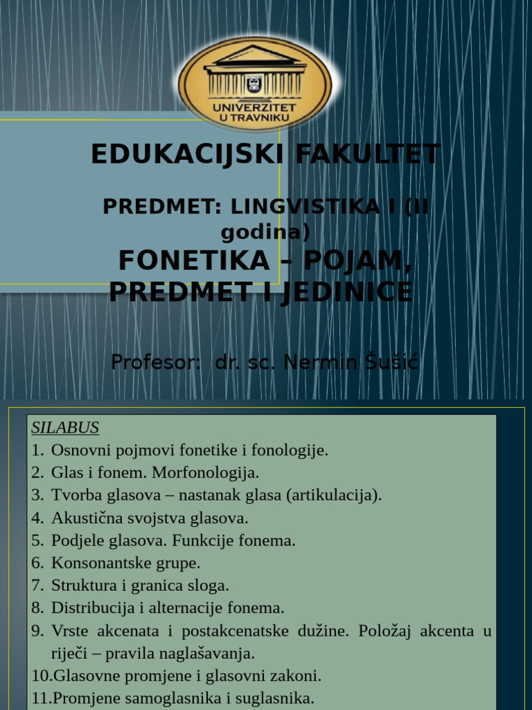 Lingvistika I Predavanja (2. Godina) | PDF