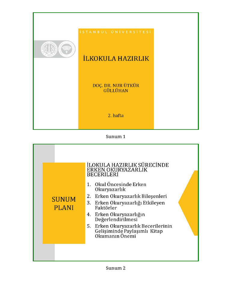Ders - İLKOKULA HAZIRLIK - Ünite - 2. İlkokula Hazırlık Sürecinde Erken Okuryazarlık Becerileri ...