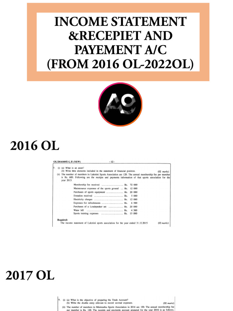 Income Statement &recepiet and Payement A | PDF