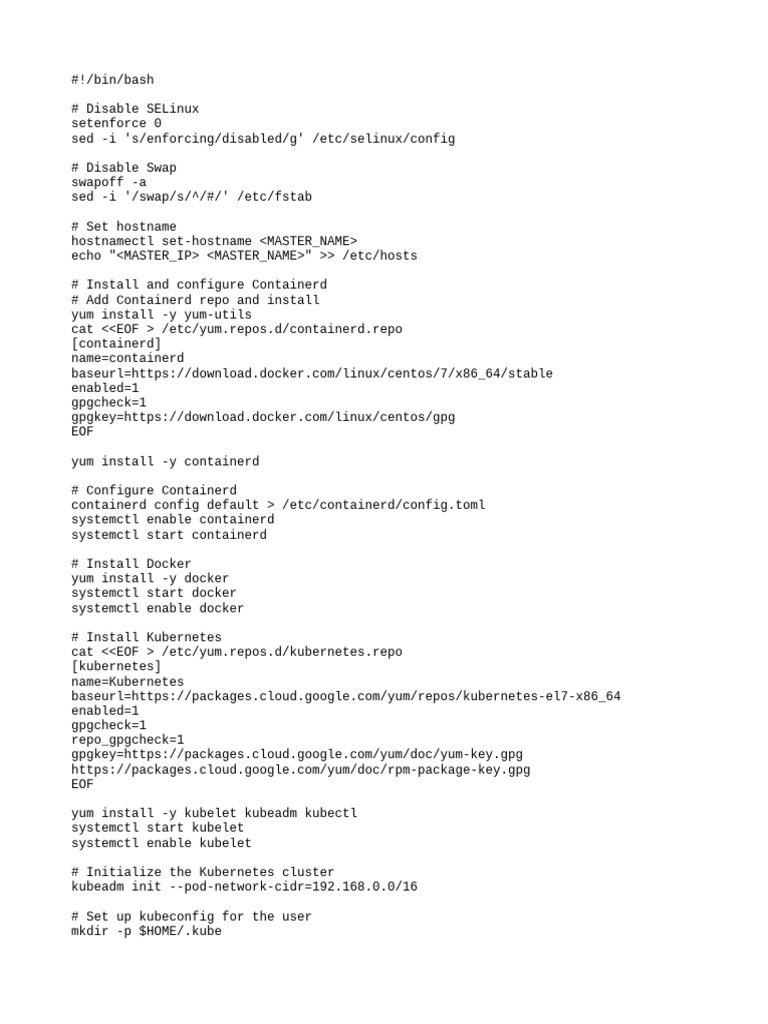k8s Master Node Setup | PDF