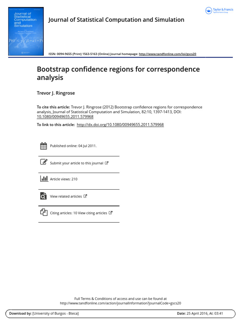 Bootstrap Confidence Regions For Correspondence | PDF | Resampling (Statistics) | Bootstrapping ...