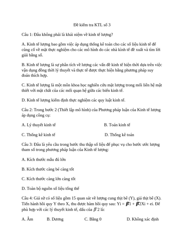 Đề kiểm tra KTL số 3 | PDF