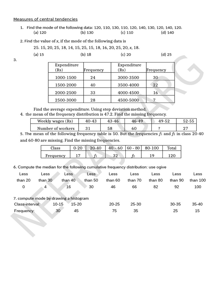 Measures of Central Tendencies-Test-23-24 | PDF | Mode (Statistics ...