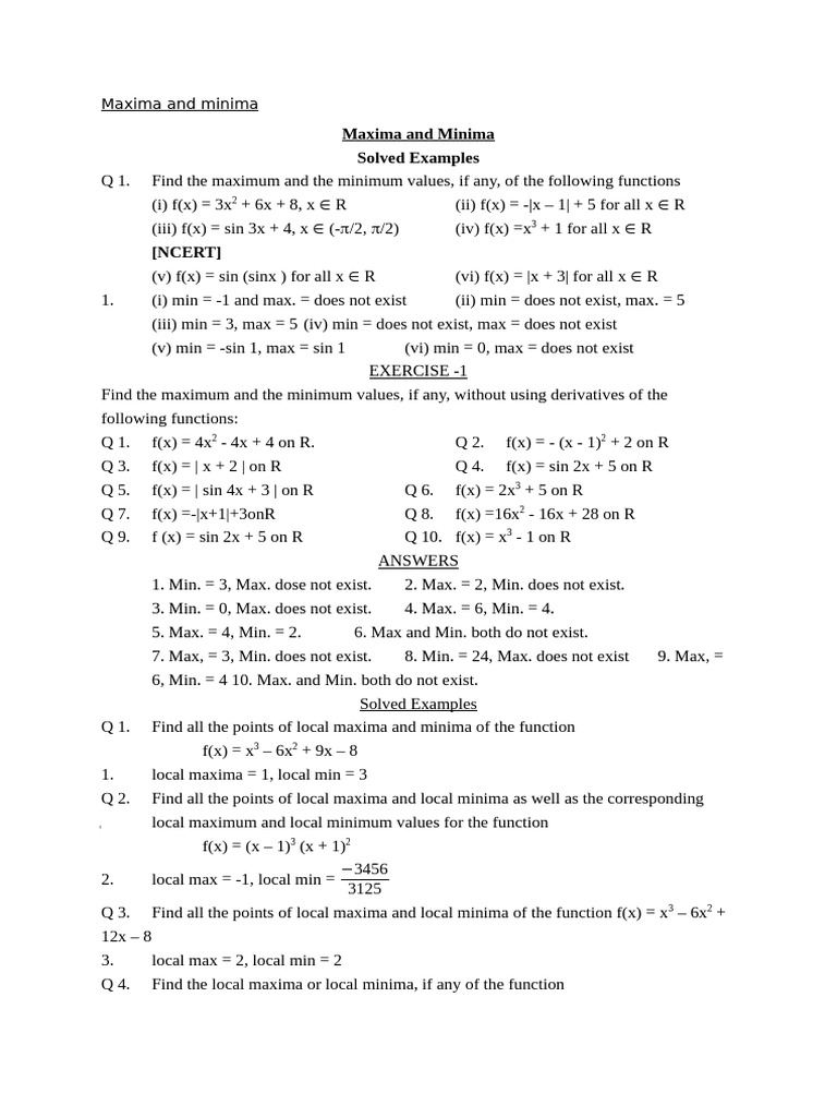 Maxima and Minima-12-24-25 | PDF | Area | Triangle