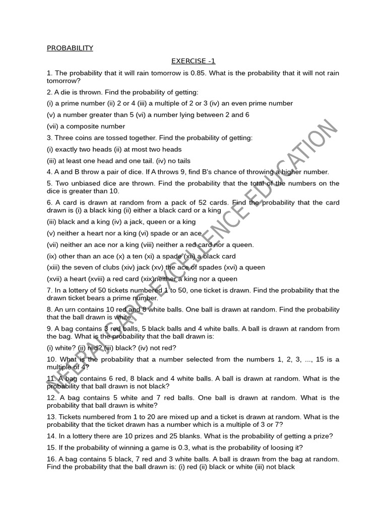 Probability 10-24-25 | PDF | Odds | Probability