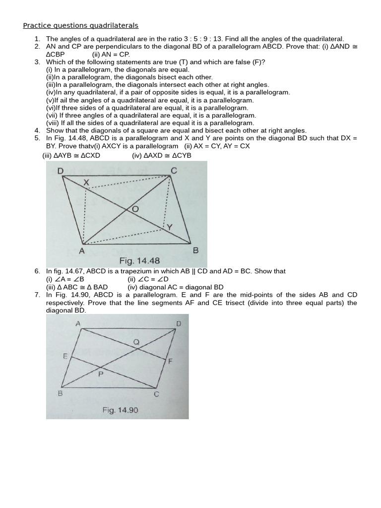 Quadrilateral Practice Problems | PDF