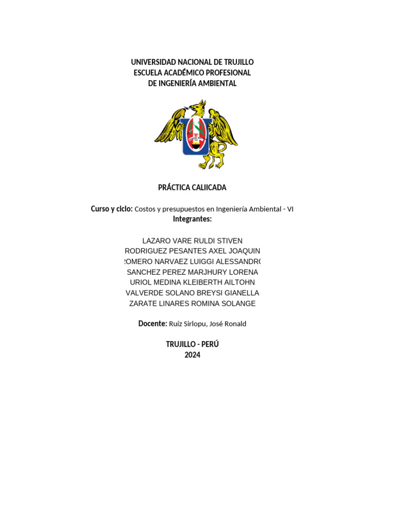 Práctica Calificada - Unidad II | PDF | Presupuesto | Costo de los ... Práctica Calificada - Unidad II | PDF | Presupuesto | Costo de los ...