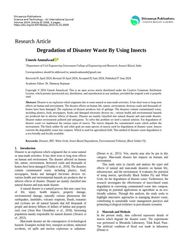 Degradation of Disaster Waste by Using Insects | PDF | Natural ...