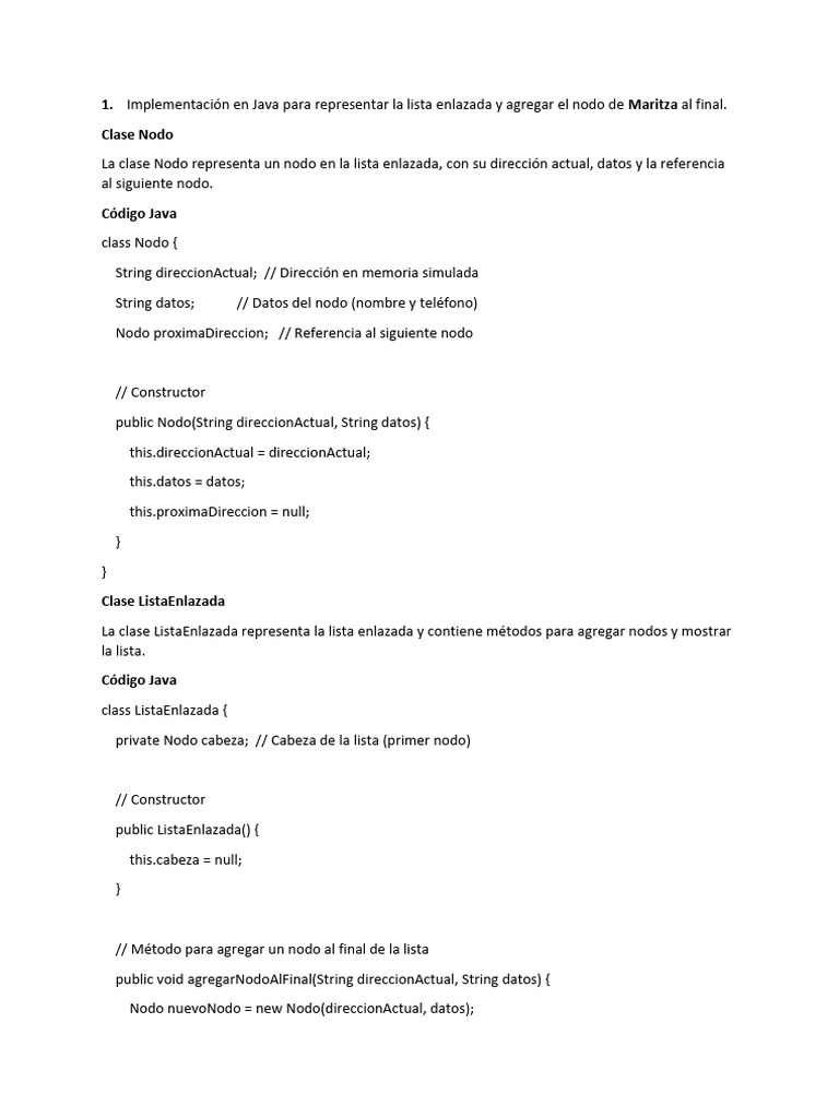 C-Digo Clase Lista - Nodos y Referencias | PDF | Java (lenguaje de programación) | Ciencias de ...