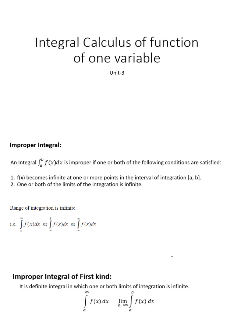 Unit-3 - Integral Calculus of Function of One Variable | PDF
