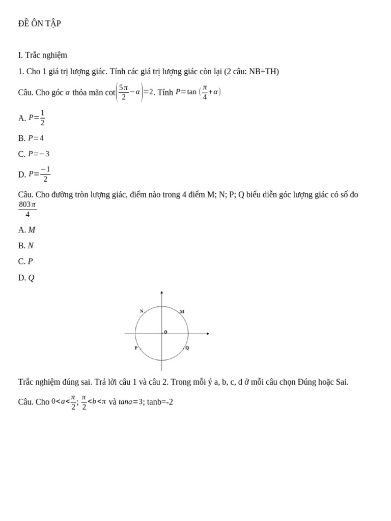 ĐỀ ÔN TẬP GK1 | PDF
