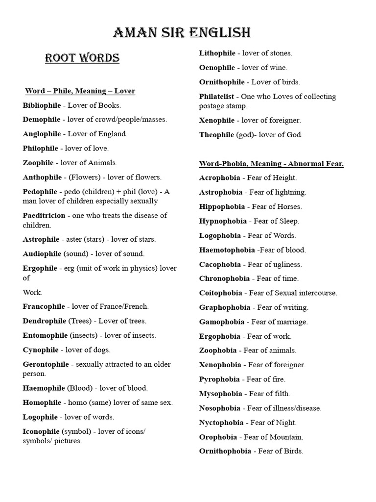 Aman Sir English: Root Words | PDF | Government