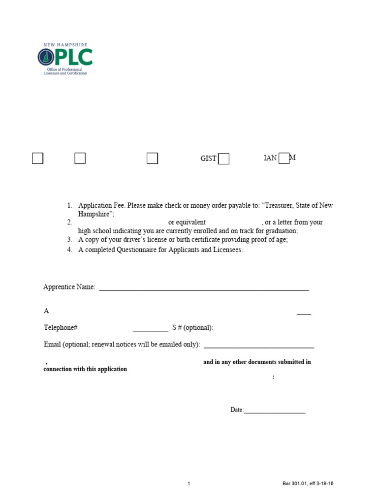 NH Shop Apprentice Registration Form | PDF | Apprenticeship