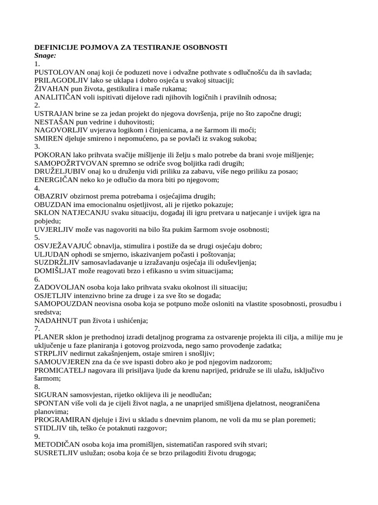 Test Osobnosti | PDF
