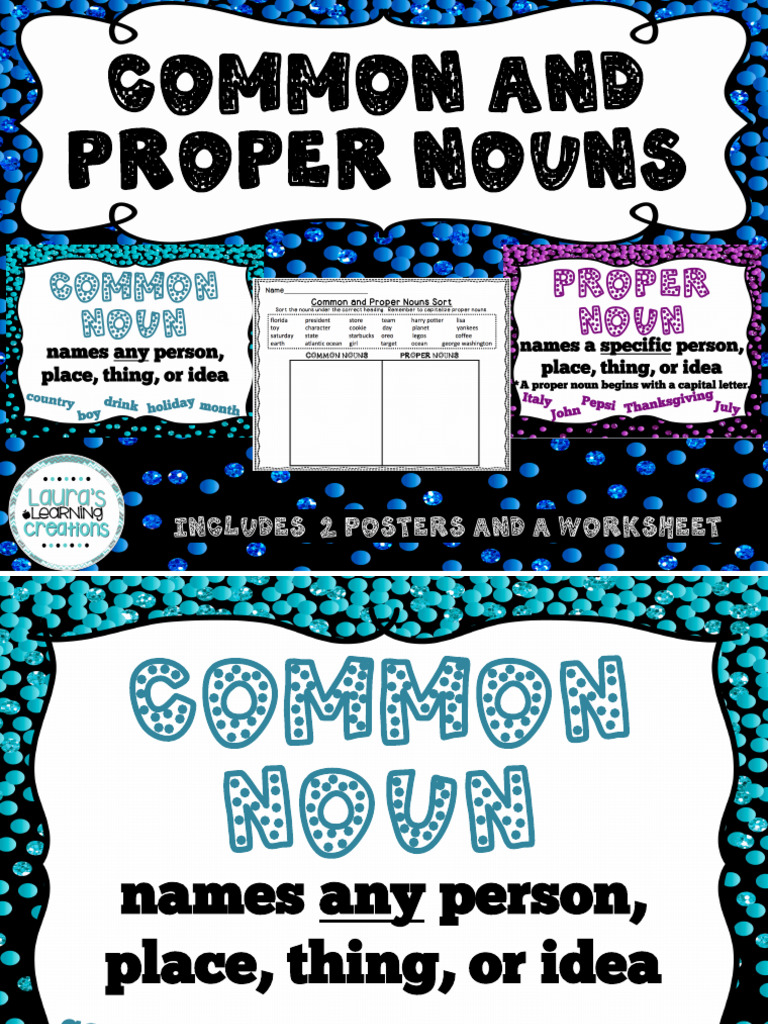 Common and Proper Nouns: Includes 2 Posters and A Worksheet | PDF ...